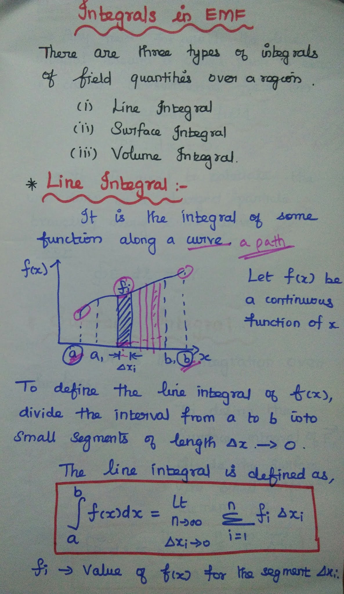 Integrals in EMF - Line Integral, Surface Integral and Volume Integral