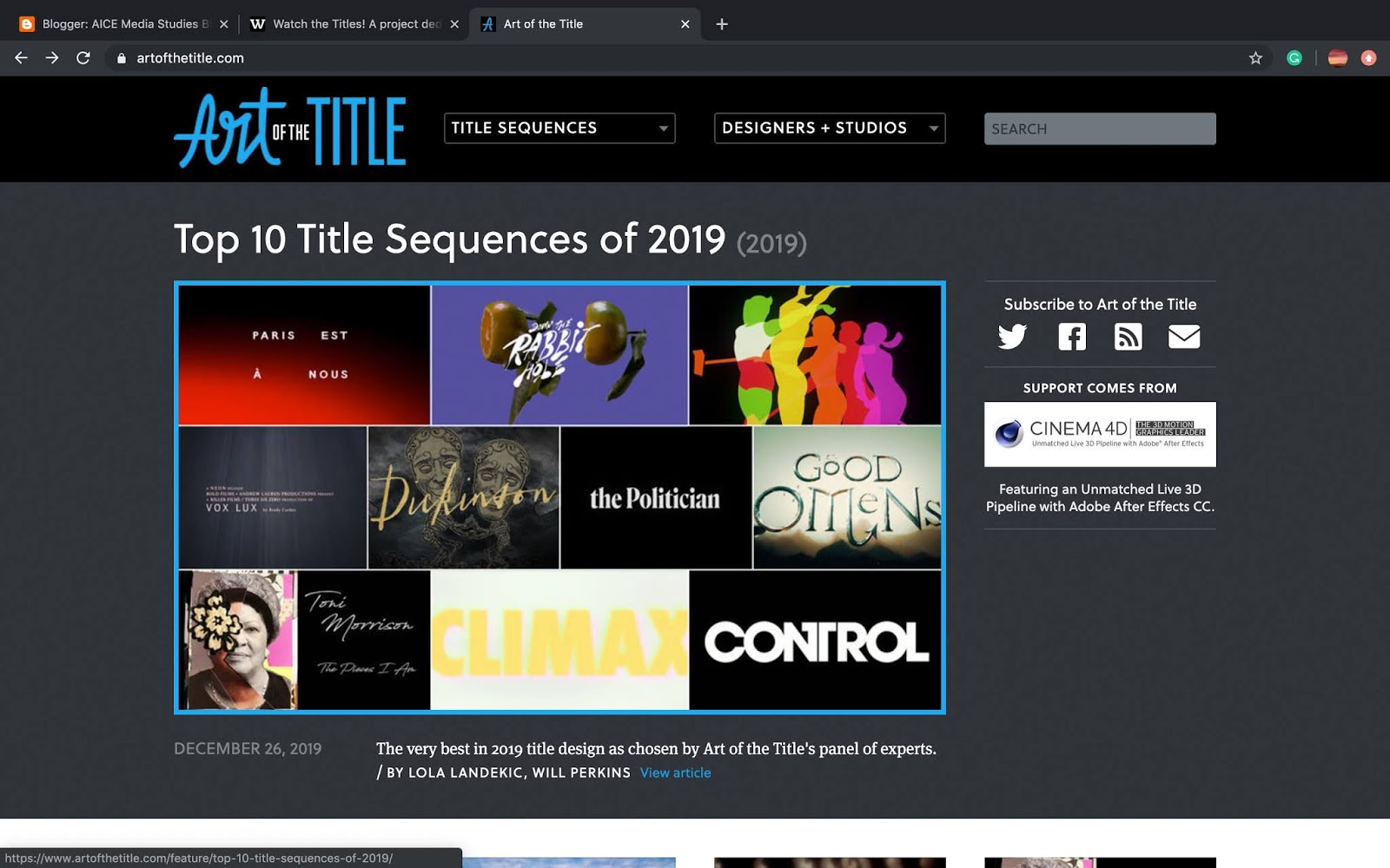 AICE Media Studies Blog: January 2020