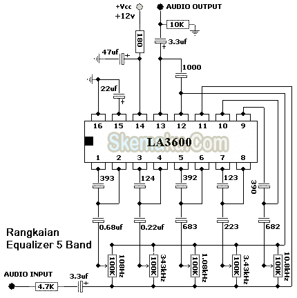 Rangkaian Equalizer 5 Band dengan LA3600