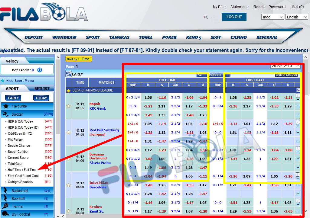 PANDUAN BERMAIN HALF TIME / FULL TIME