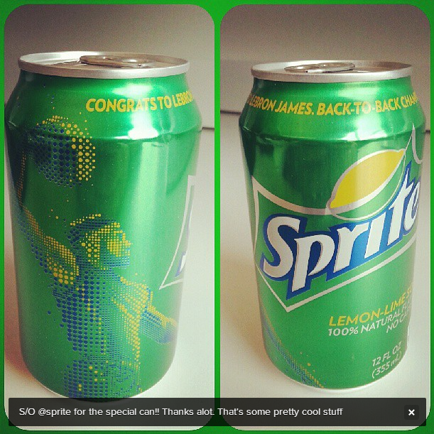 The Basketball Machine: LeBron James has his own special Sprite can.