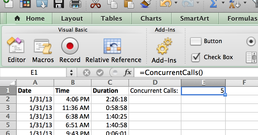 Excel How Tos Tips And Tricks Excel Vba Macro Example How To Count Concurrent Times