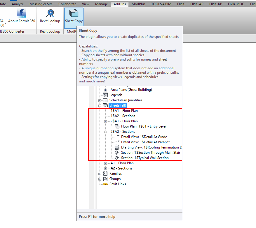 Revit Add-Ons: Free Sheet Copy