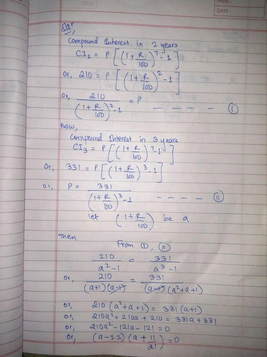 The annual compound interest on a sum of money in 2 years and 3 years ...