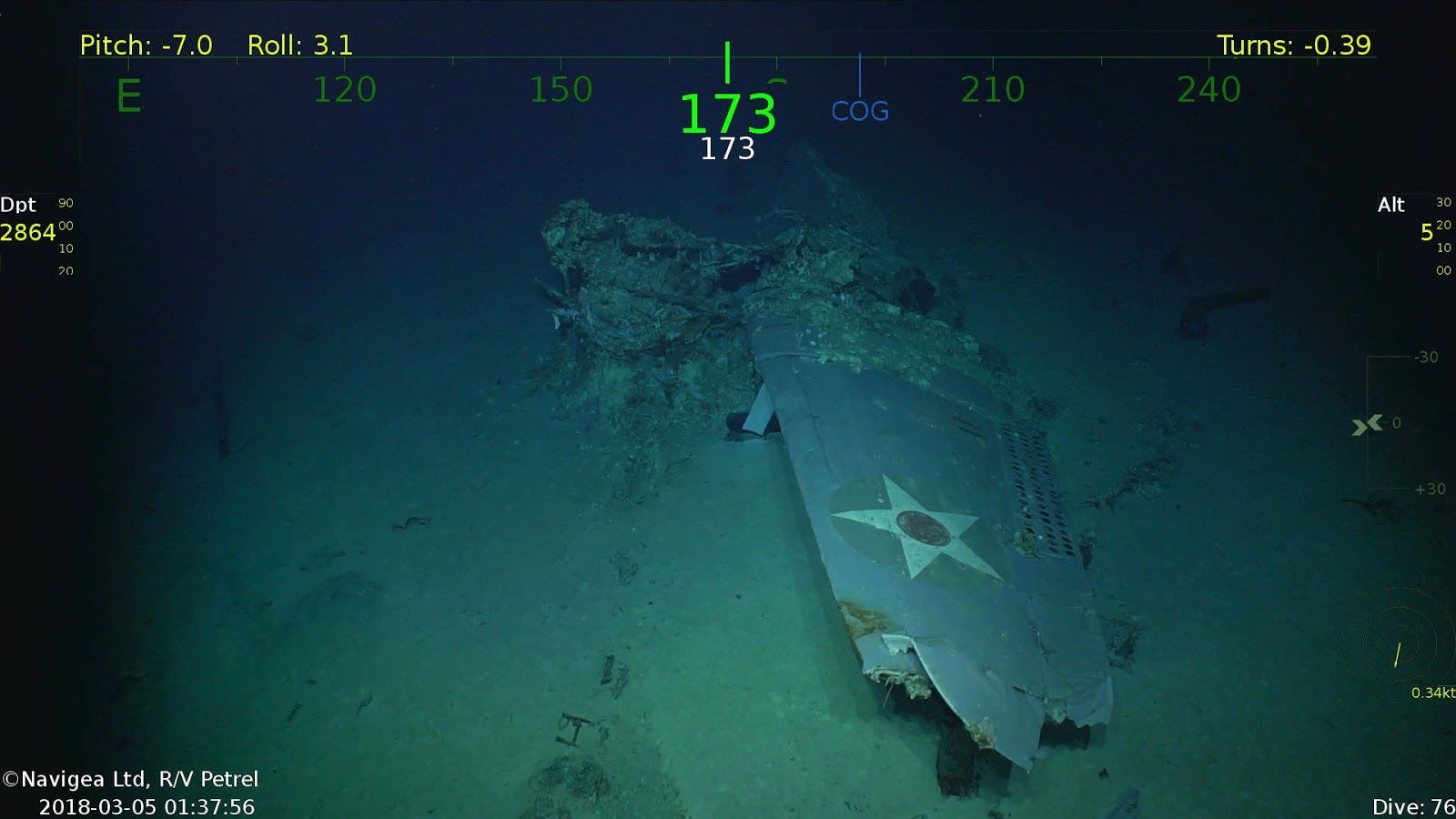 The Wreck of the USS Lexington, Aircraft at the Bottom of the Coral Sea
