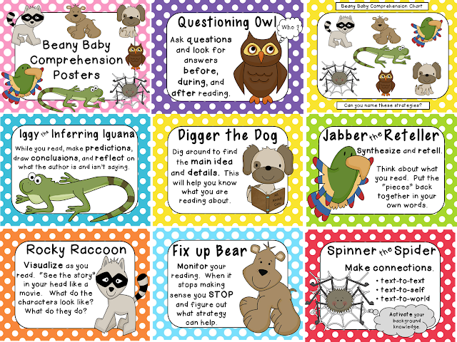 The Kinder"garden" Teacher: Beany Baby Reading Comprehension Posters