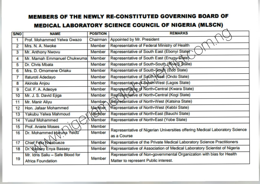 Highpoints of Medical Laboratory Science Council of Nigeria (MLSCN) in ...