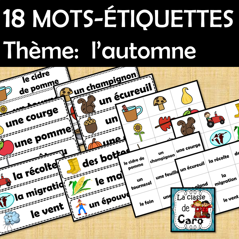 la classe de caro.: 18 MOTS-ÉTIQUETTES Thème: l’automne