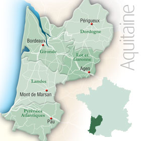 Aquitania Mapa de Ciudades