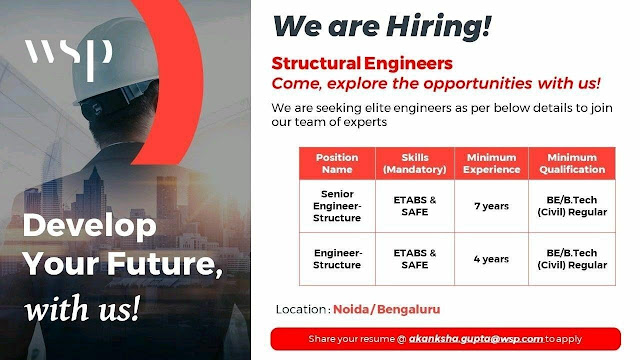 WSP - Hiring Structural Engineers - BE / B.Tech Civil - JOB ALERTS HUB