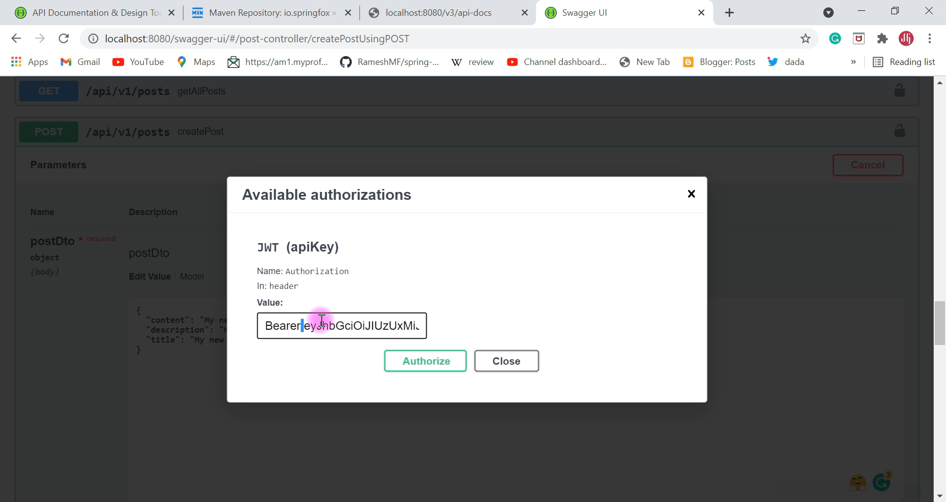 Configure JWT with Spring Boot and Swagger UI