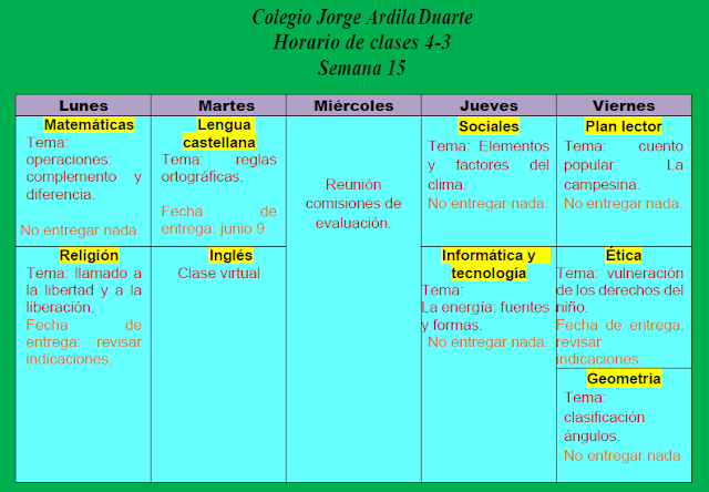 Aprende con Maria Eugenia: Horarios semanales