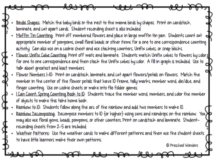 Preschool Wonders: Spring Themed Learning Fun and a FREEBIE!