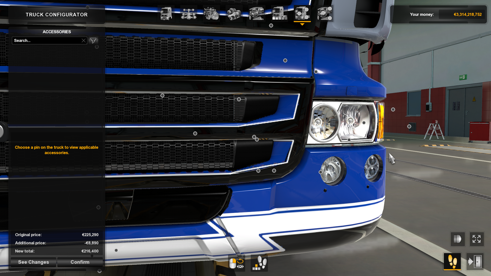 Smaller Buttons in Truck customization - Euro Truck Simulator 2 Mod World