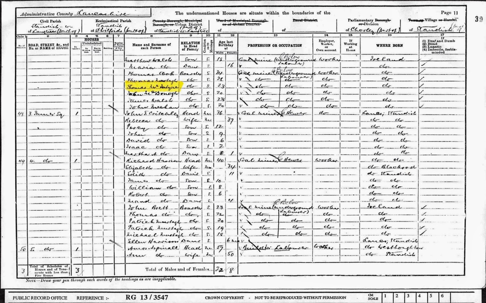 McIntyre/Walsh Genealogy: Thomas McIntyre, 1901 UK Census