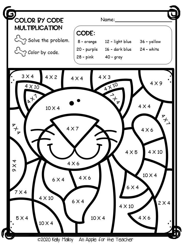 An Apple For The Teacher: Pets Color By Number Worksheets