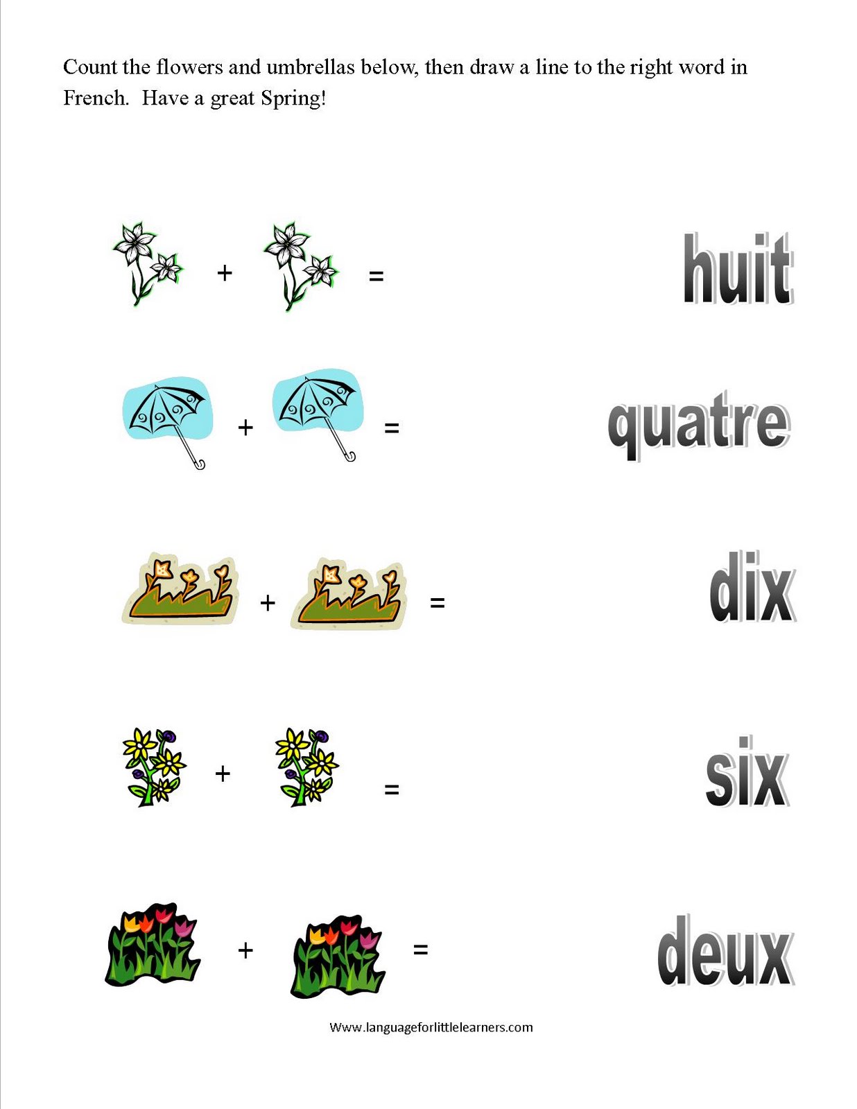 Language for Little Learners: French Spring Worksheet