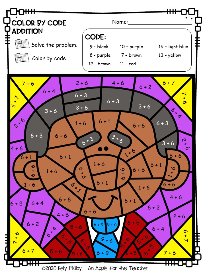 An Apple For The Teacher: Presidents' Day Color By Number