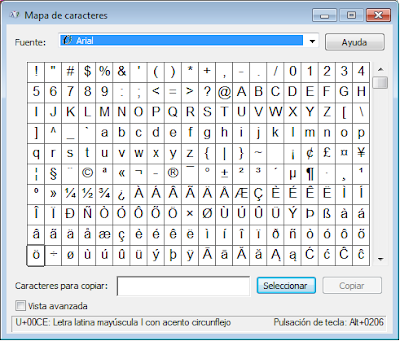 Daflor Girly: Mapa de caracteres