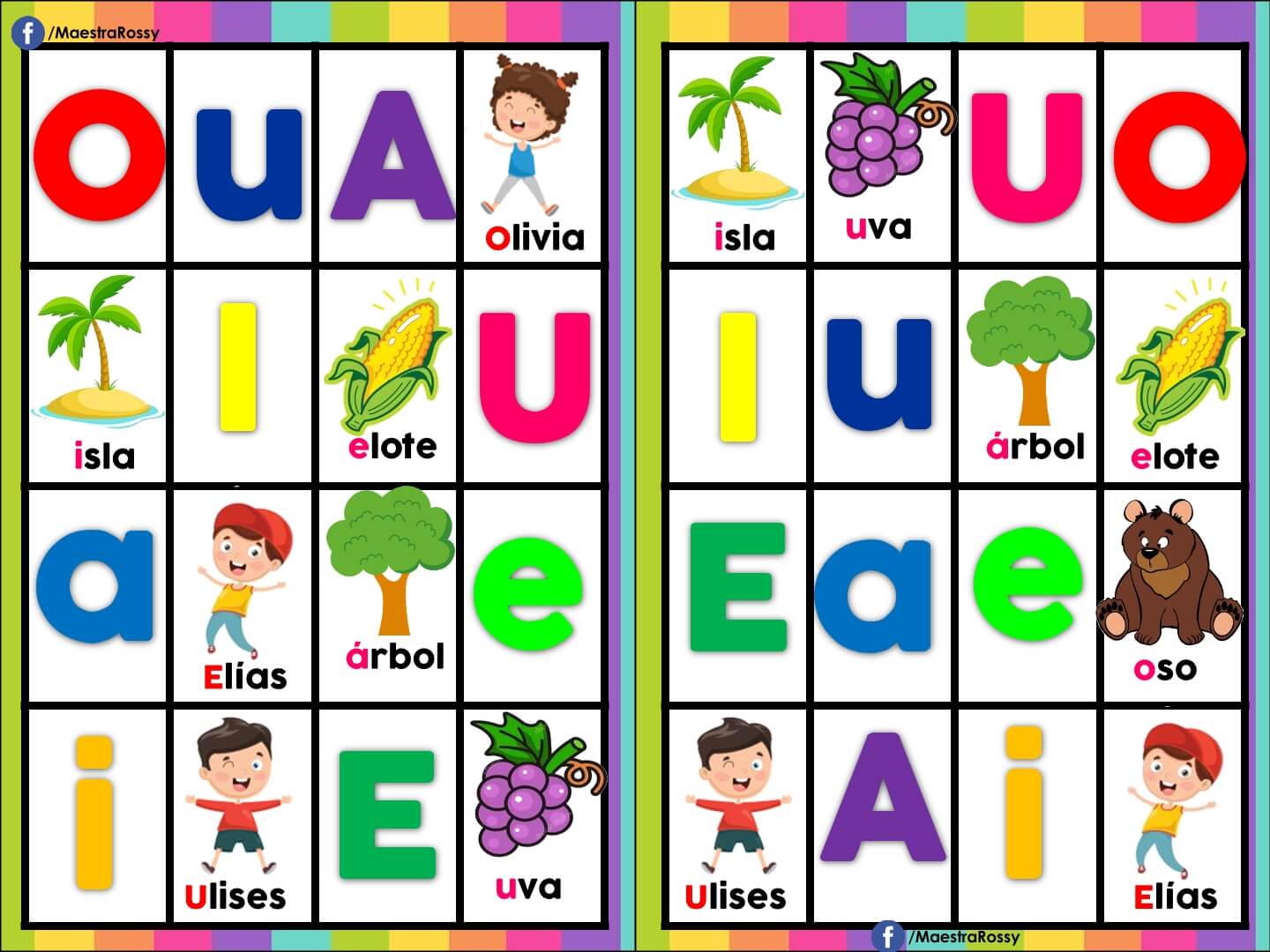 Juego Lotería de las Vocales | Mundo de Rukkia