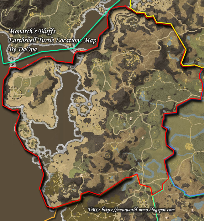 New World: Monarch's Bluffs earthshell turtle map