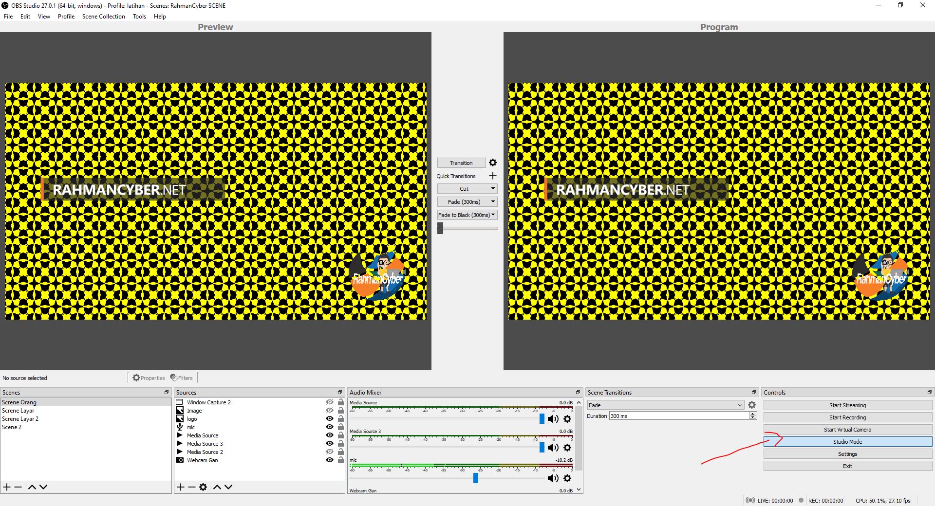 Perbedaan Normal Mode dengan Studio Mode OBS Streaming