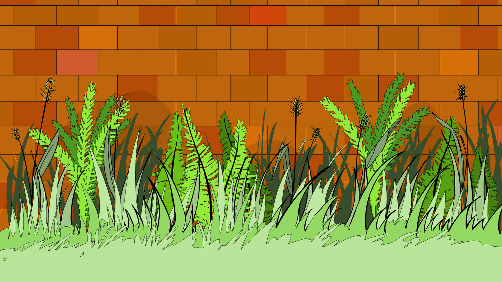 Seven Blue Orchids: Drawing a Day: Grasses and Brick Wall