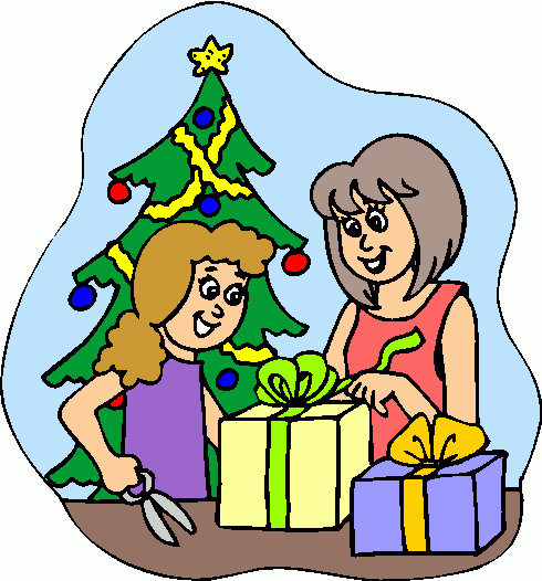 Unwrapping Presents Clip Art