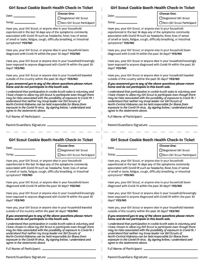 Booth Health Check-in Forms