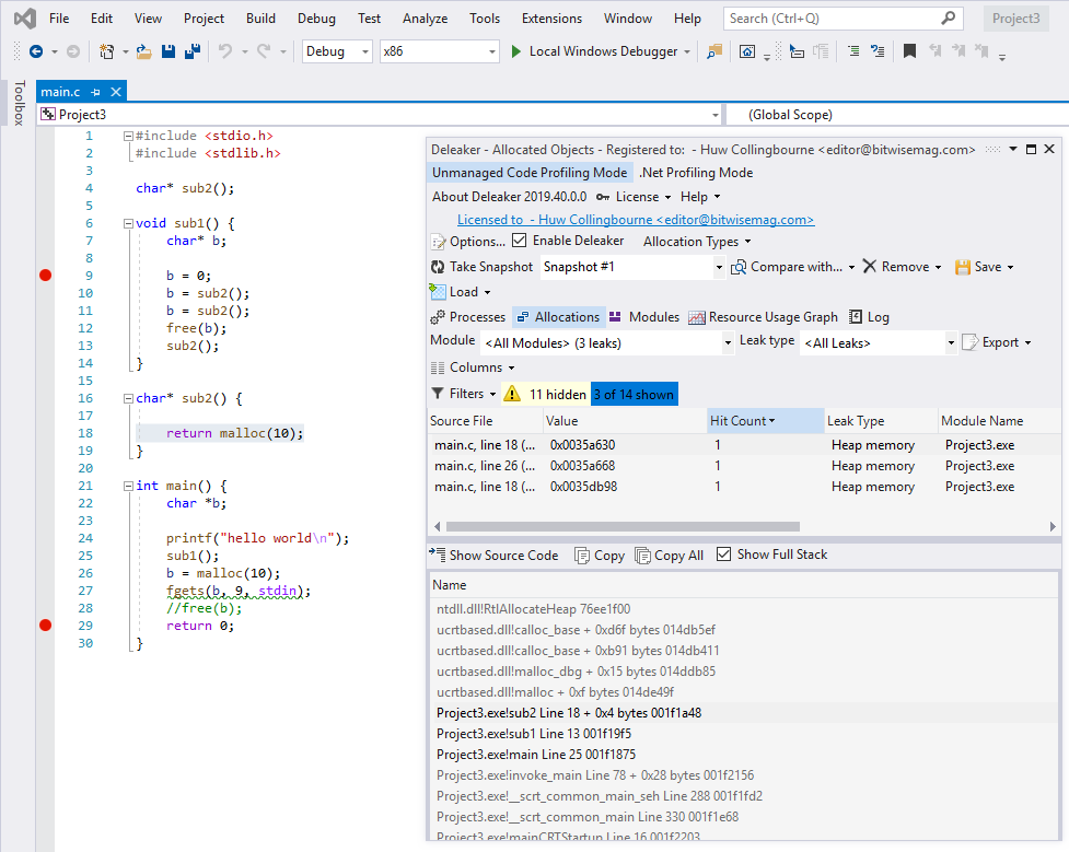 Bitwise Magazine: Deleaker Review – finding memory leaks in C++ and Delphi