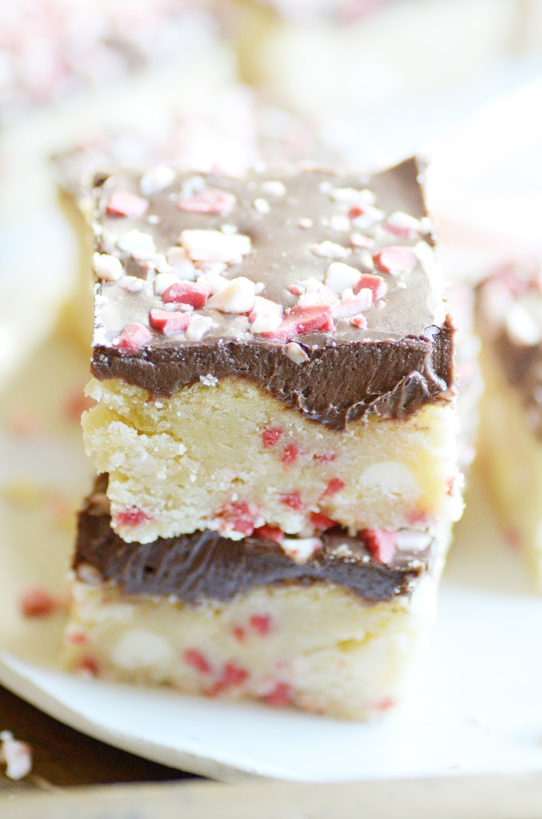 Chocolate Frosted Candy Cane Sugar Cookie Bars - Keat's Eats