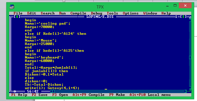 Pemograman turbo pascal dengan Fungsi Array