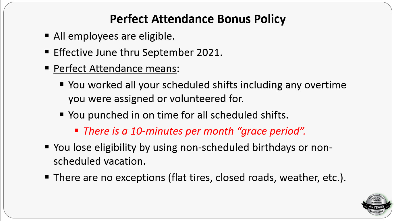Mountain Country Foods Perfect Attendance Bonus Policy mountain-country-foods-perfect-attendance-bonus-policy