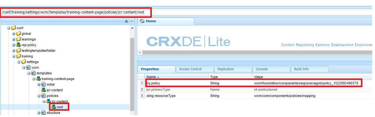 Policies in Editable templates