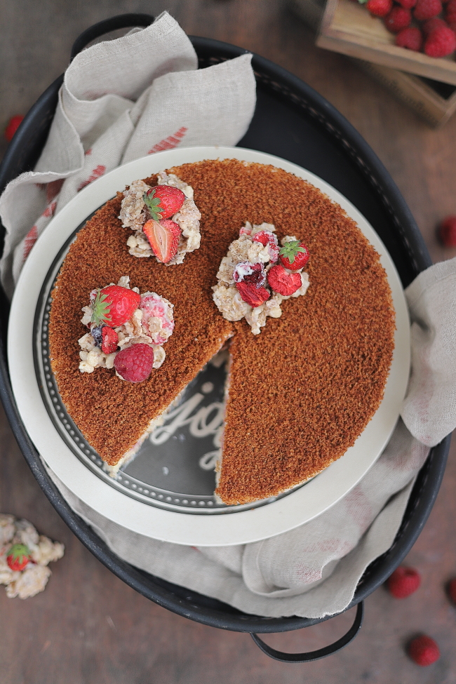 Croustillant fruits rouges et chocolat blanc