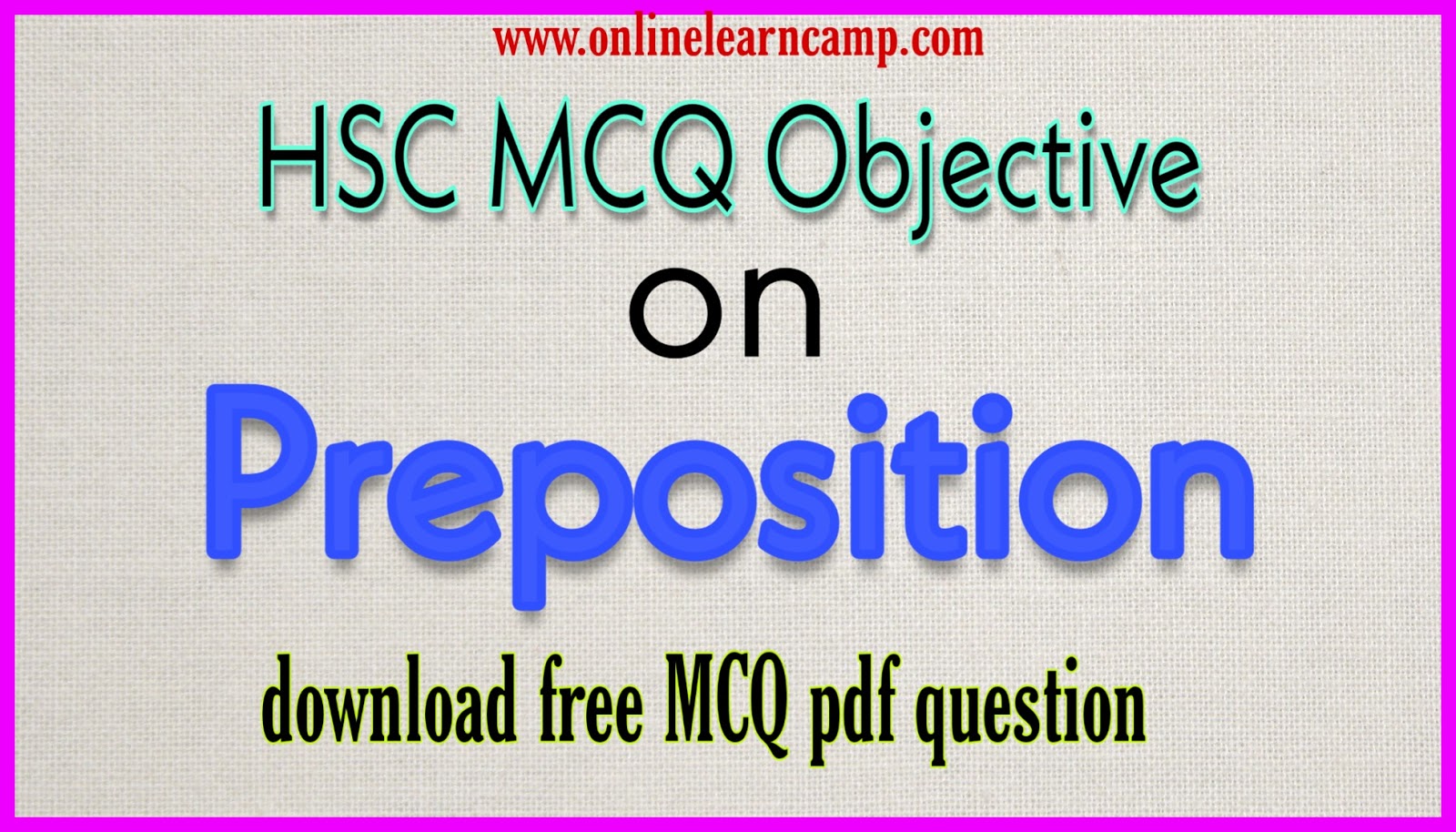 Preposition English Grammar MCQ Question Answer With Solution 2021