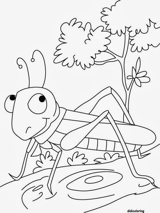 Coloring Cartoons : Printable little bug sitting on wood for coloring ...