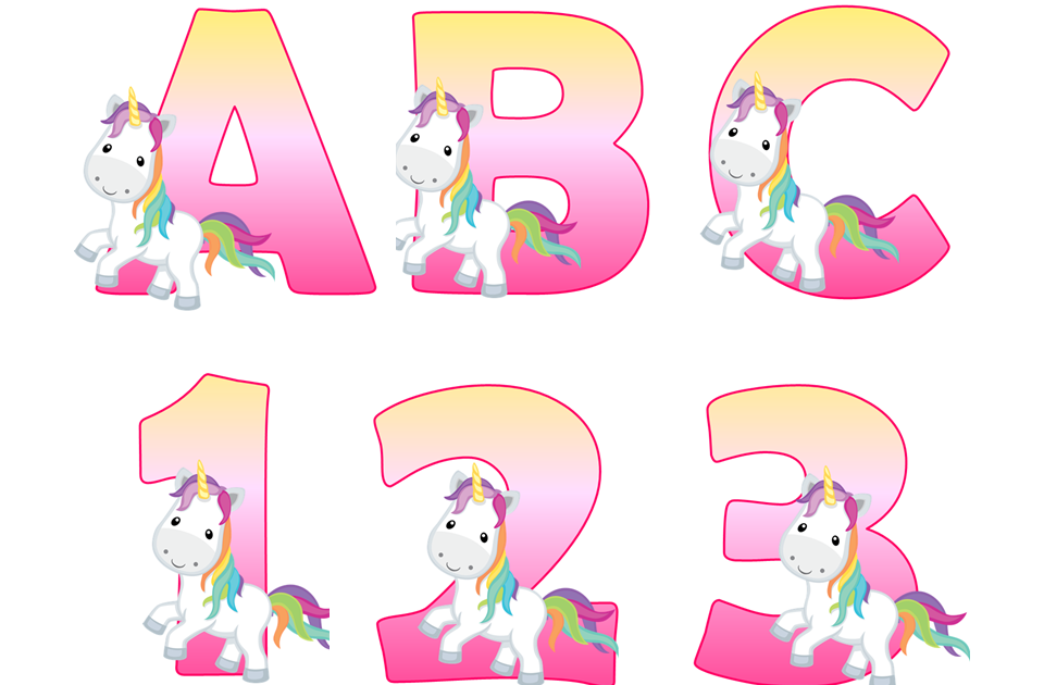 Kits imprimibles gratis : Abecedario unicornio