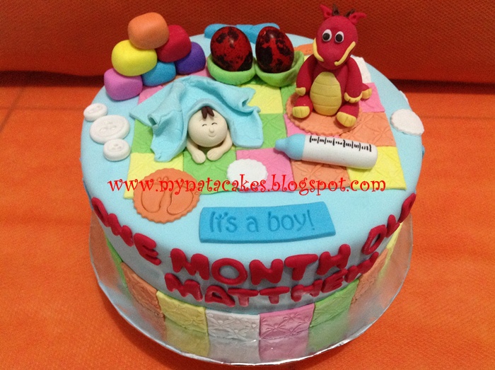 Mynata Cakes: Baby One month cake for Matthew