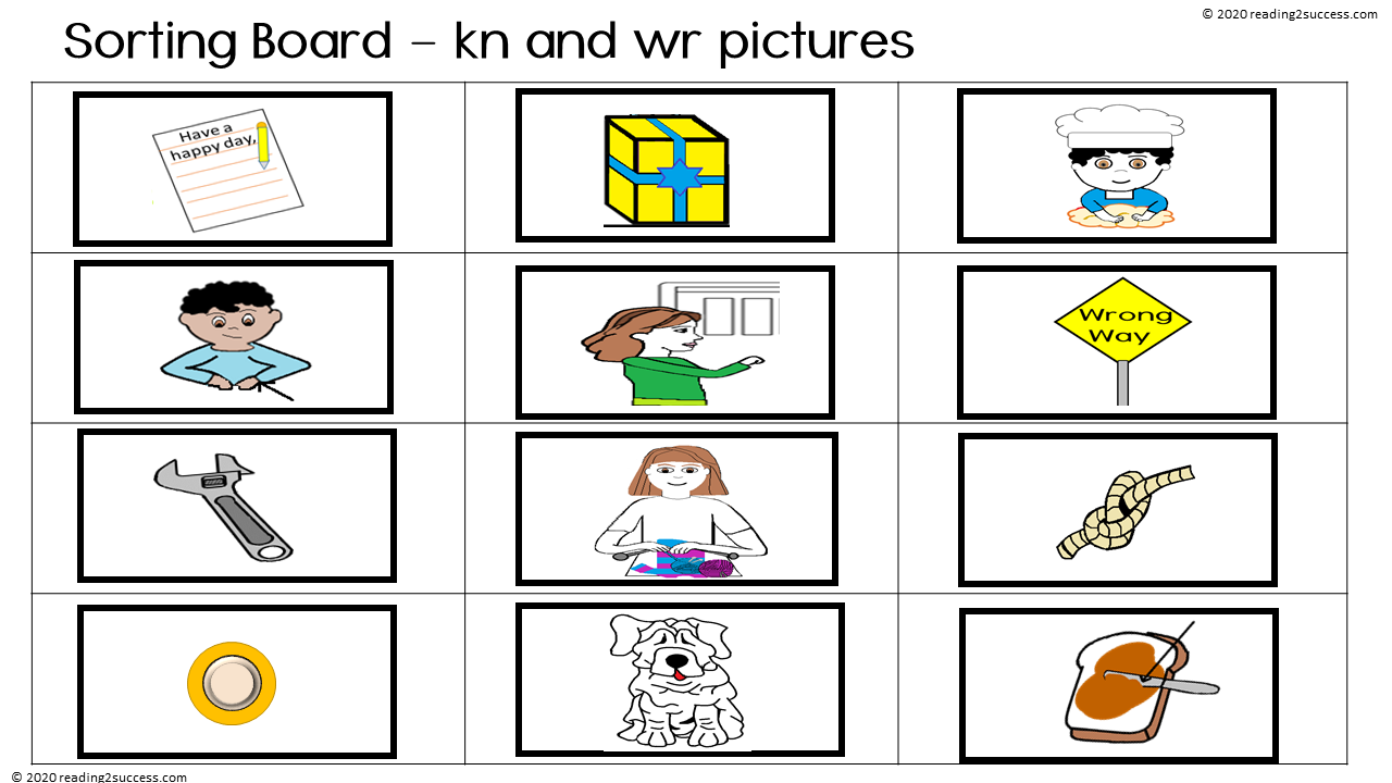 Reading2success: Silent first letters /k/ in kn and /w/ in wr