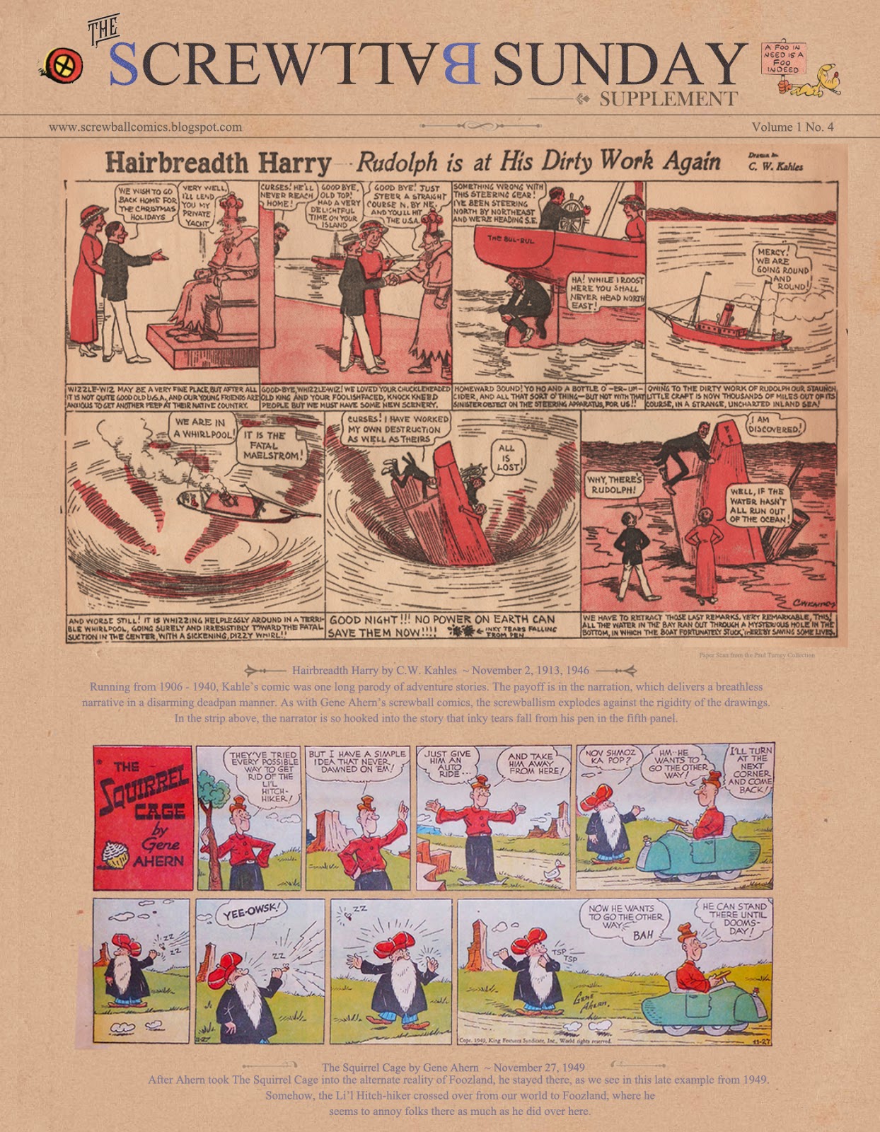 Screwball Comics: Screwball Sunday Supplement - Hairbreadth Harry ...