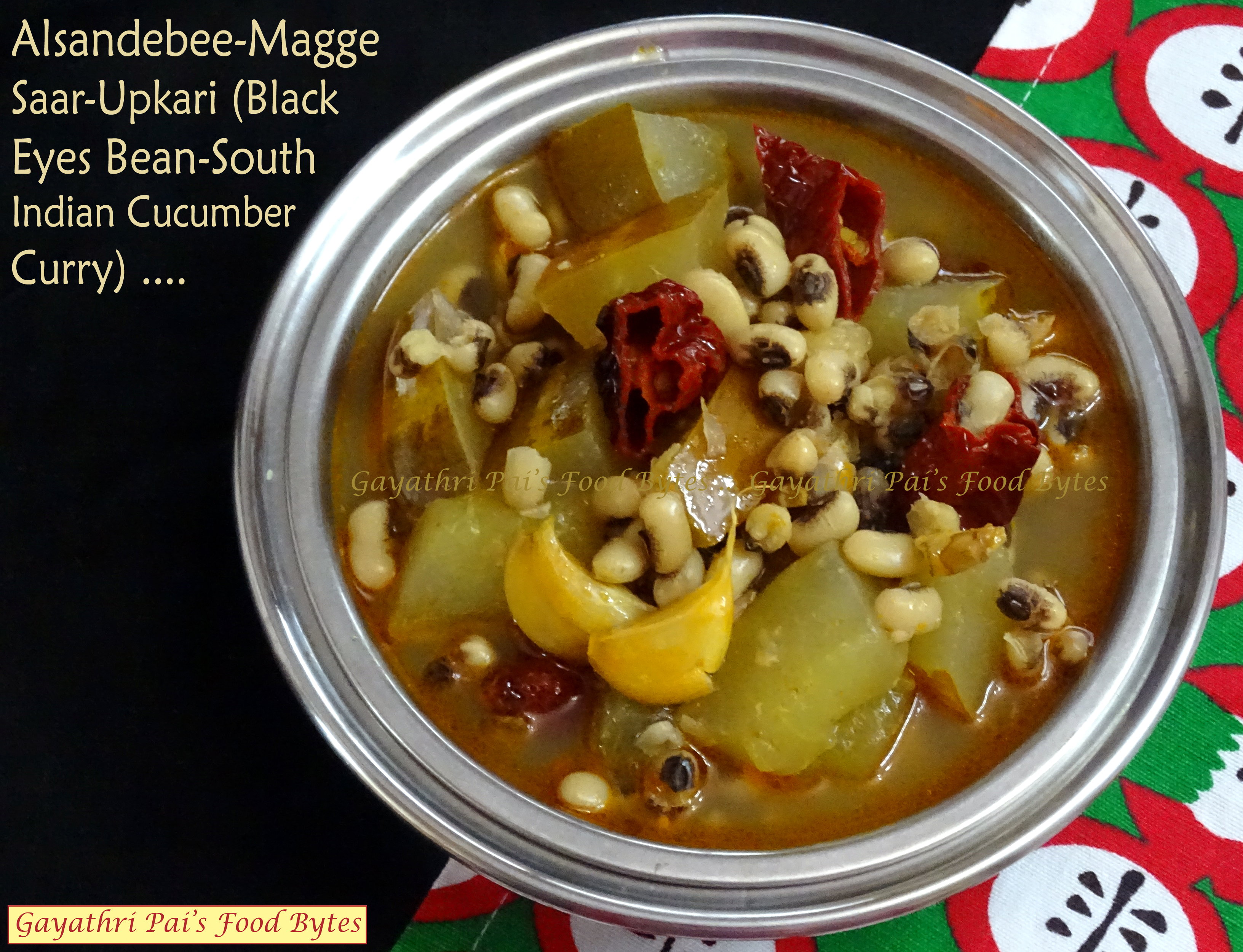 Gayathri Pai's Food Bytes: Alsande bee- Magge Saar Upkari (Black Eyed ...