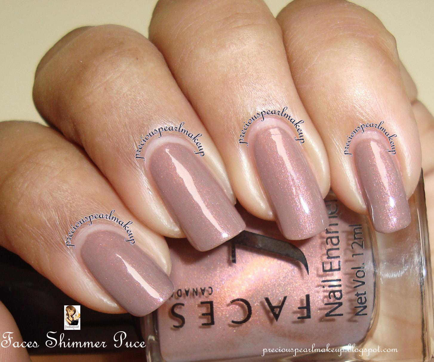 preciouspearlmakeup: Faces Canada Nail Enamel Shimmer Puce