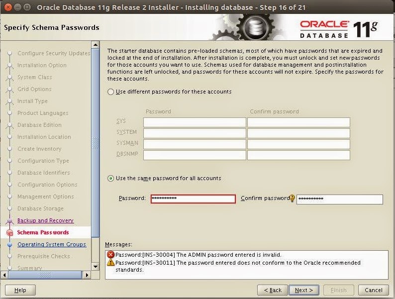 How To Fix The ADMIN Password Entered Is Invalid In Oracle DB 11g R2 How To Fix The ADMIN Password Entered Is Invalid In Oracle DB 11g R2