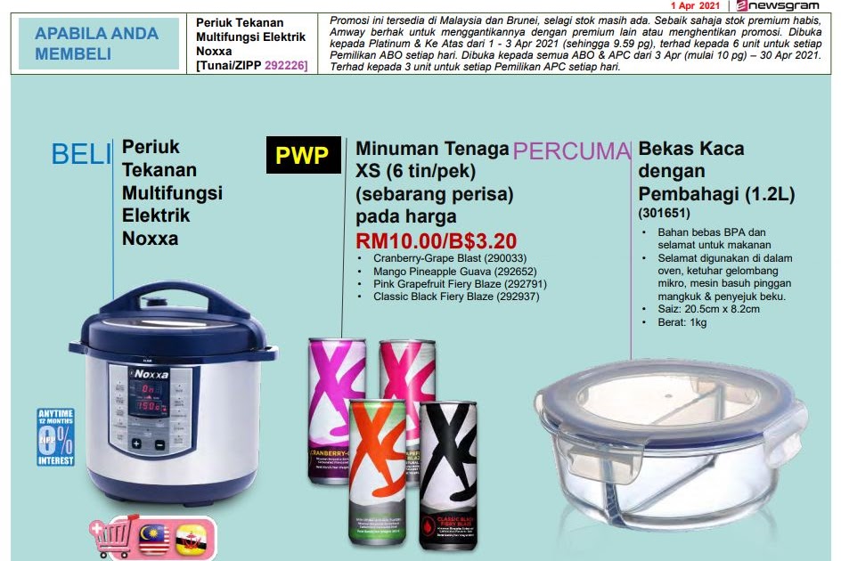 Promosi Amway Bulan April 2021 - Periuk Noxxa
