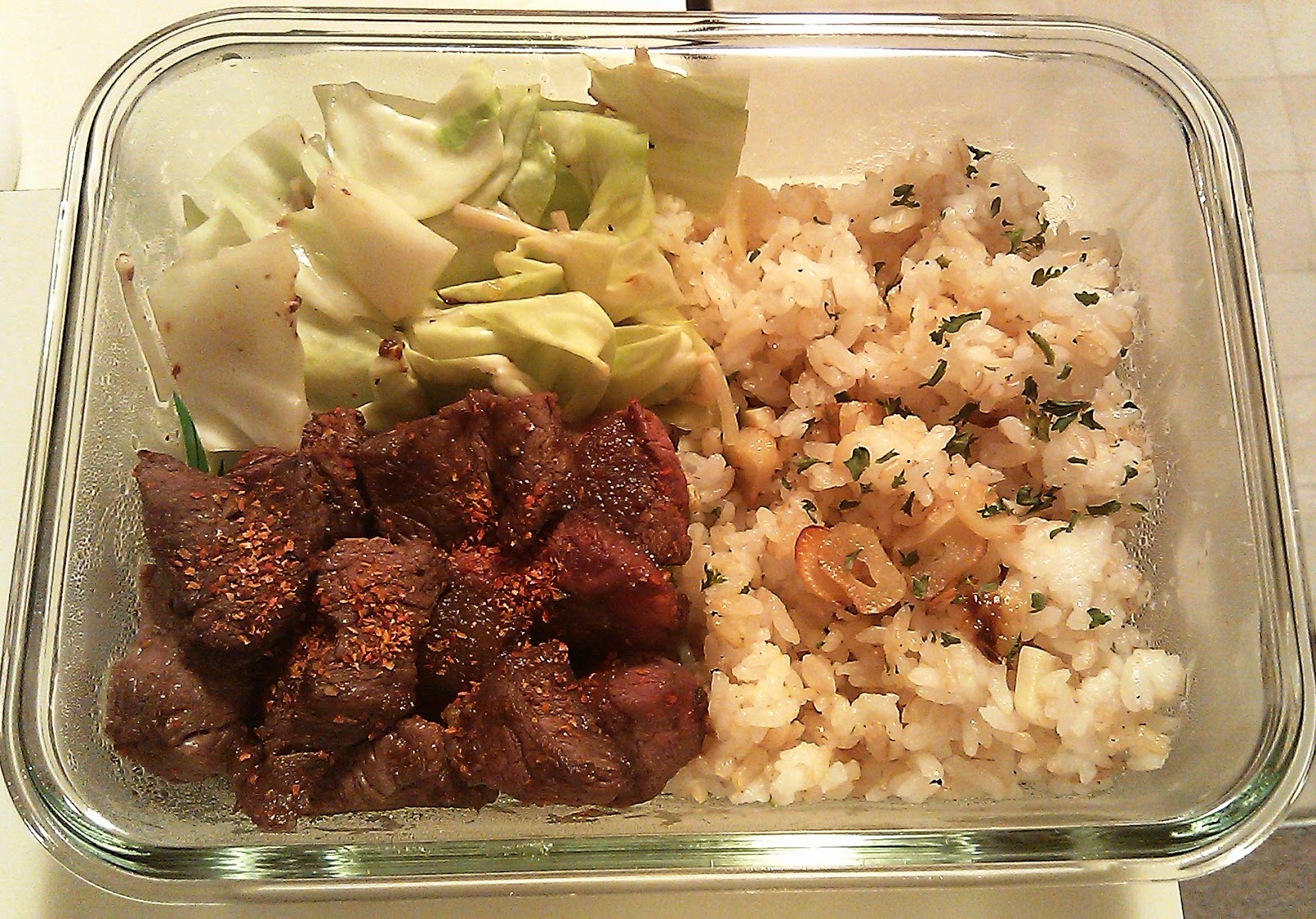 Japanese o-Bento in America - アメリカでお弁当: "Saikoro Steak" bento - サイコロステーキ弁当