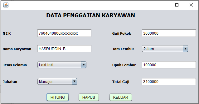 Kata Hati: Program Sederhana Data Penggajian Karyawan Menggunakan Java Netbeans