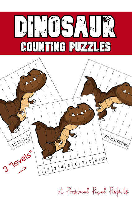 Dinosaur Number Puzzles - Free Preschool Activity | Preschool Powol Packets
