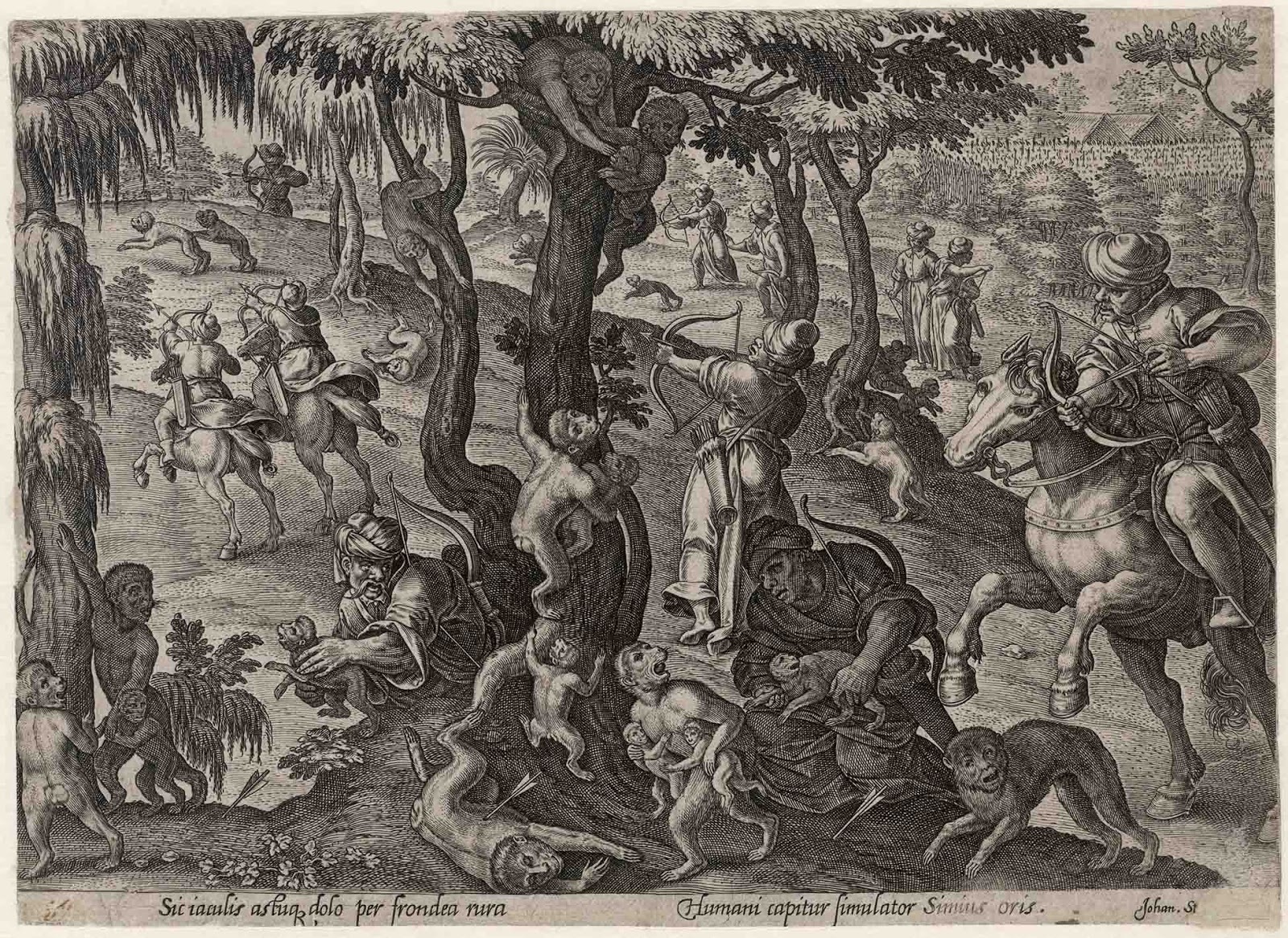 Prints and Principles: Philips Galle's engraving, “Monkey Hunt”, 1578