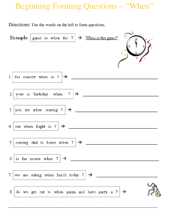 Daisy & Valery's Grammar House : Exercises: Wh - Questions & Yes/No ...